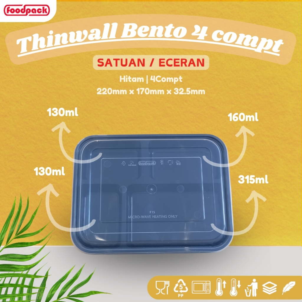 [ Retail ] Foodpack / Thinwall BENTO 4 compartments / Food Container ...