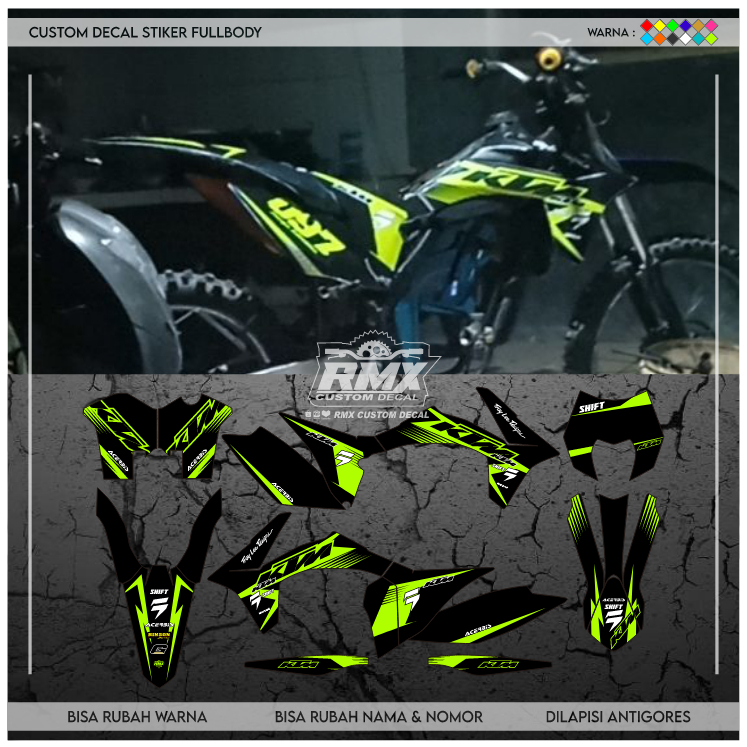 HIJAU PUTIH HITAM MERAH Decal KTM 250 SX 2012 FULLBODY (002) KTM EXC ...