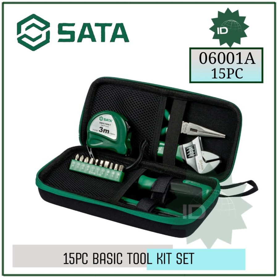 Tool Kit Set 15 Pcs. Basic Tools Set 06001A Sata Tools | Shopee Malaysia