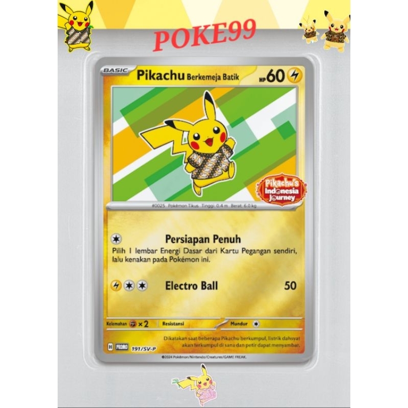 ORIGINAL! Pikachu Batik HOLO Card Indonesian pokemon Card | Shopee Malaysia
