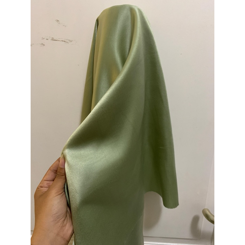 Sage Green Color Satin Fabric Material For Half A Meter | Shopee Malaysia