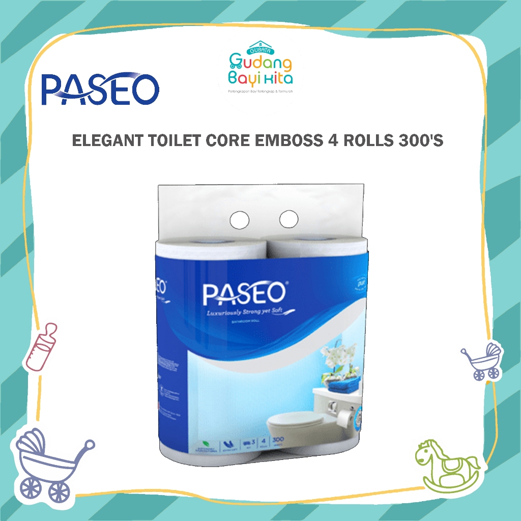 Paseo ELEGANT Toilet CORE EMBOSS 4 ROLLS 300'S - Toilet Tissue | Shopee ...