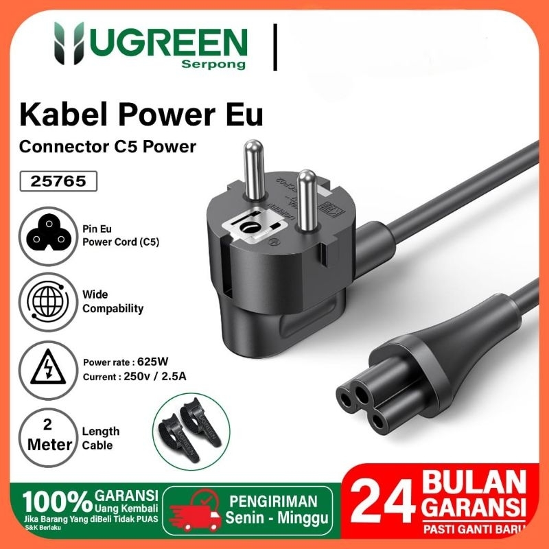 Ugreen 2 Meter Laptop Power Cable 3 Hole Power Cable | Shopee Malaysia