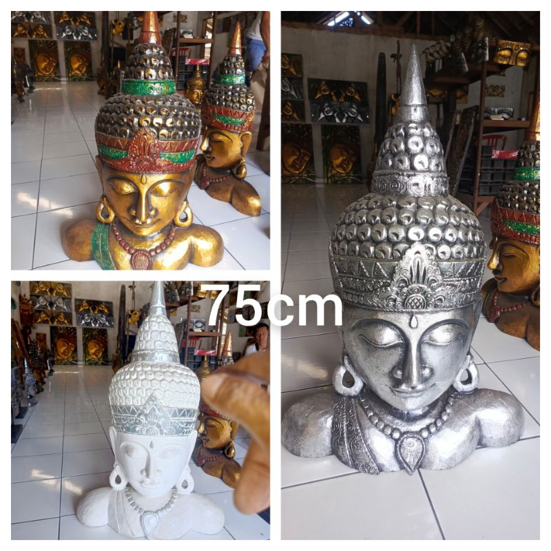 KAYU Half Body Wooden buddha Statue 75cm Height Wooden Statue Display ...