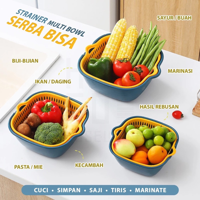 (new) 6 in 1 FRUIT VEGETABLE SLICER / 6 in 1 Fruit Vegetable Strainer Basin Food Washing Basin ...