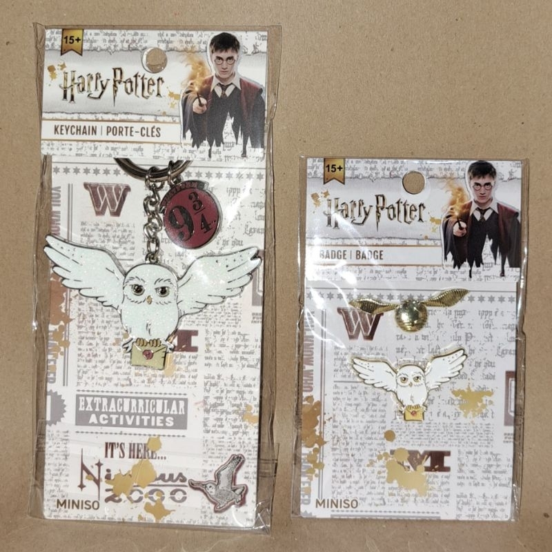 Miniso X Harry Potter Hedwig Keychain / Hedwig Golden Snitch Badges ...