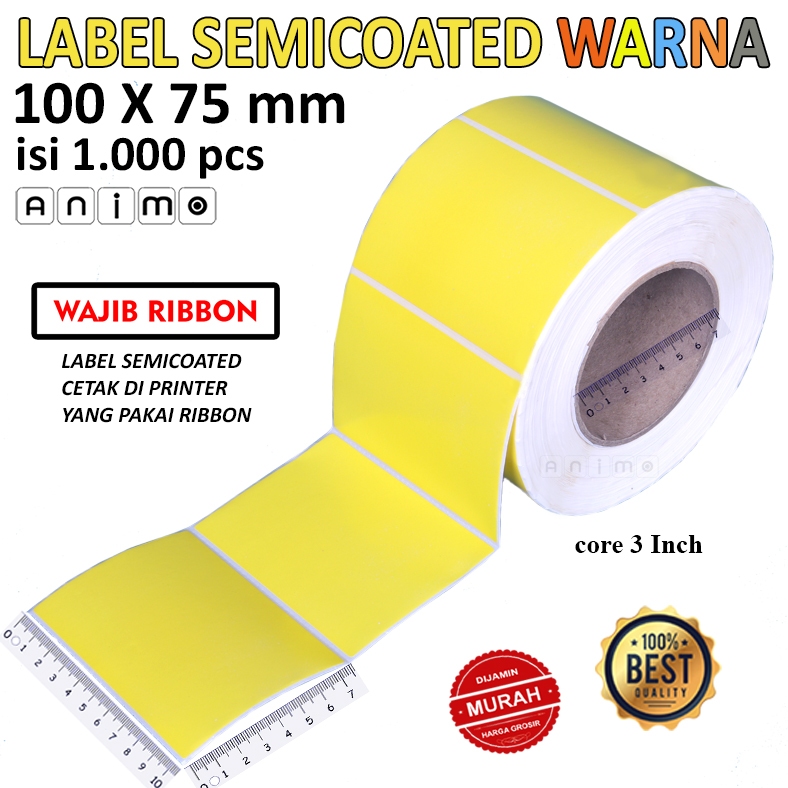 Semicoated LABEL Color 100 x 75 Core 3 Inch contains 1,000 PCS ...