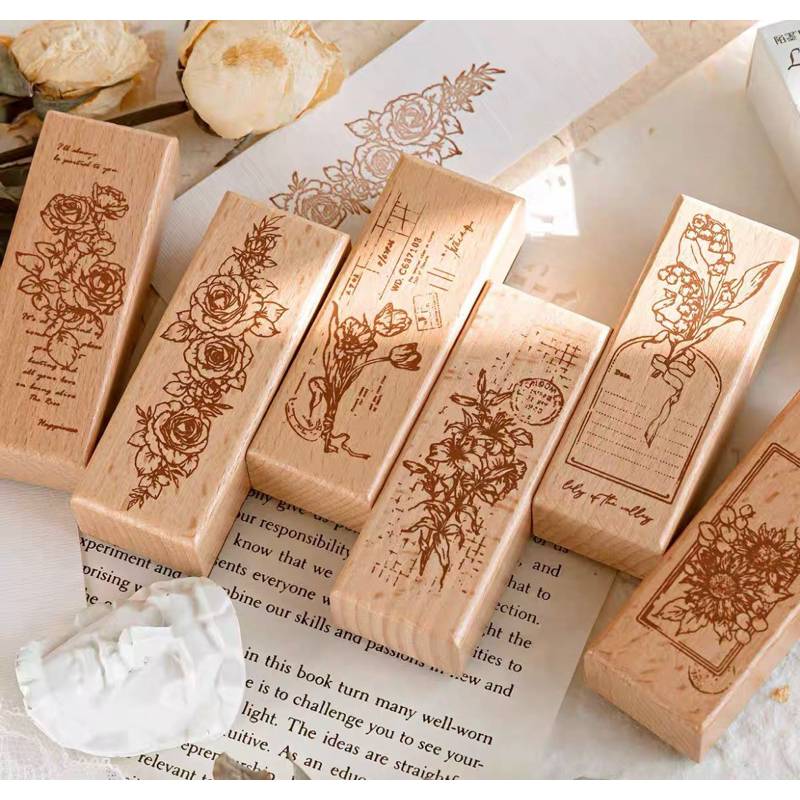 KAYU Wooden stamp / wooden rubber stamp for journal journaling bujo ...
