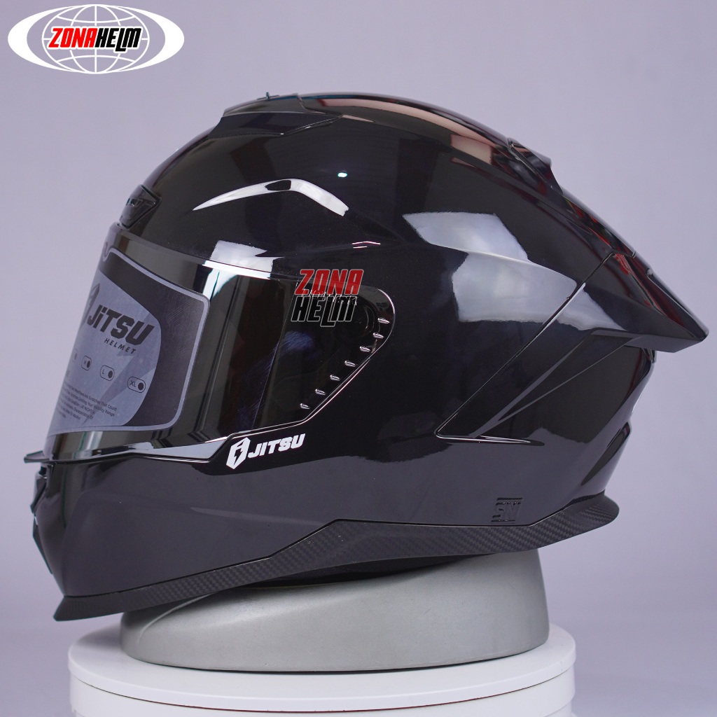 Jitsu AIR 1 Full Face Helmet Black Glossy Silver Visor | Shopee Malaysia