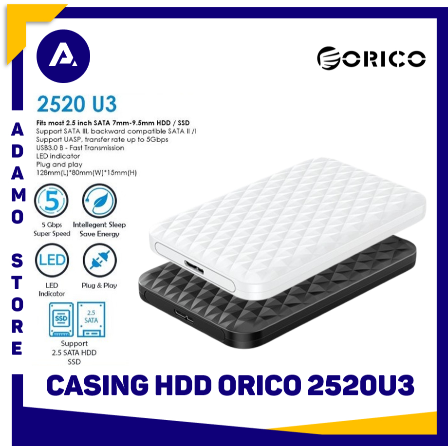 HITAM PUTIH Orico 2520U3 Hard Disk Case 2.5" Sata USB 3.0 HDD/SSD ...