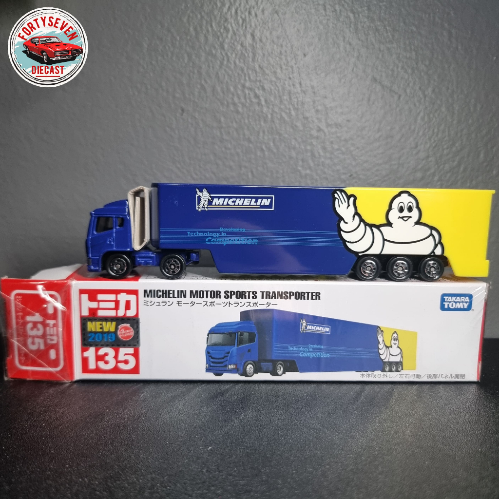 Tomica Long Michelin Motorcycle Sports Transporter No. 135 2019 Sticker ...