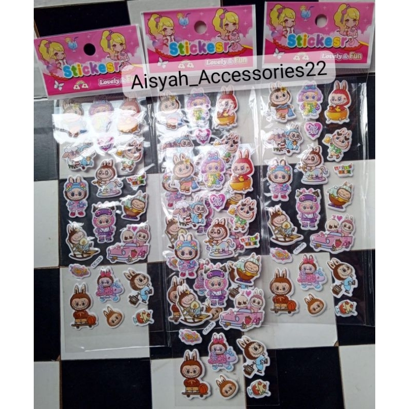 Labubu Holo Sticker Embossed bottle or glass paste / Imported Labubu ...