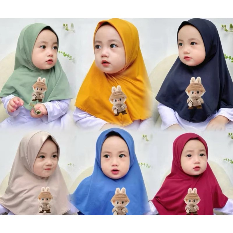 Labubu Children's Hijab aged 0-3 years Viral | Shopee Malaysia