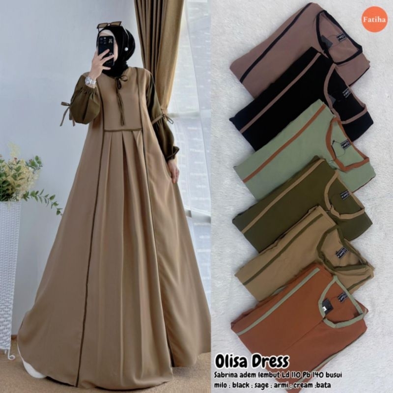 Olisa Dress by Fatiha Realpict cream & brick | Shopee Malaysia