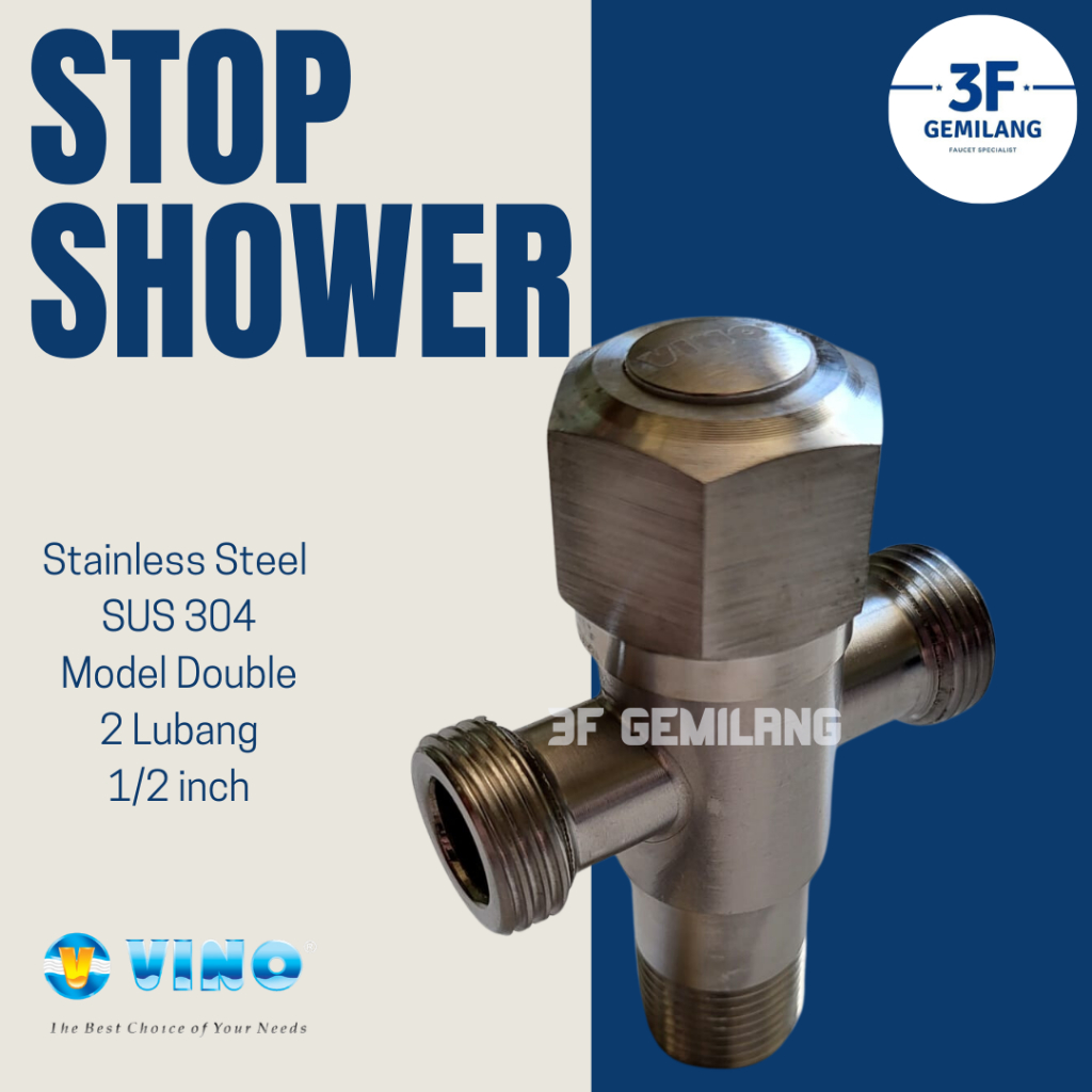 Vino - DOUBLE Toilet Shower Stop Faucet 2 Holes 1/2 inch STAINLESS ...