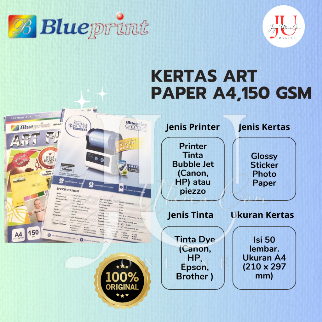 Blueprint Art Paper A4 150 gsm Contains 50 Sheets | Shopee Malaysia