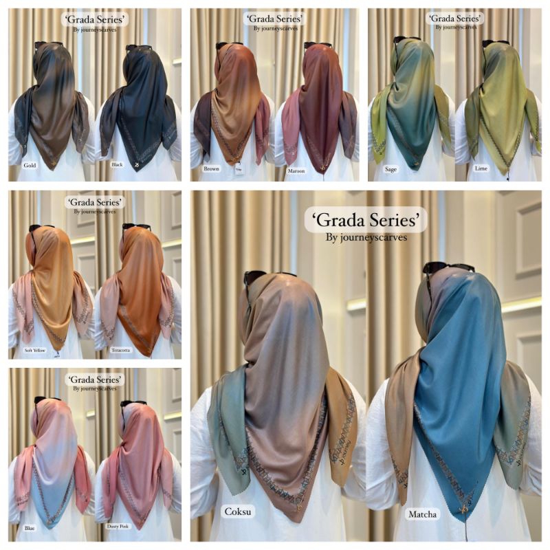 Jp grade series style motif hijab / JP gradient rectangular hijab ...