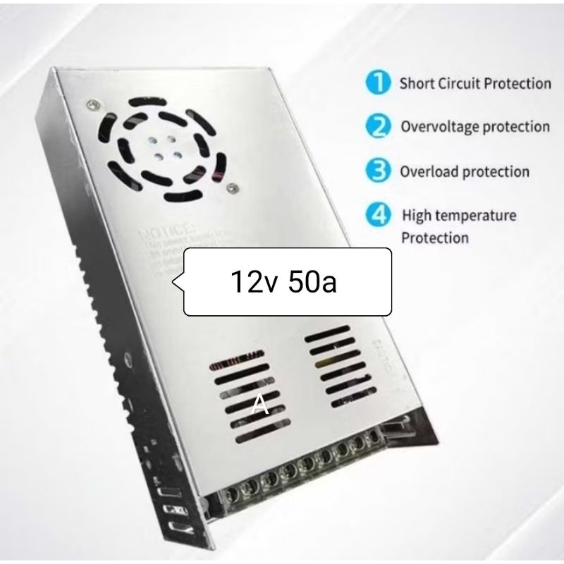 Psu 50A 12V 600W Power Supply 12Volt 50Amper TRANSFORMER/TRAVO INDOOR ...