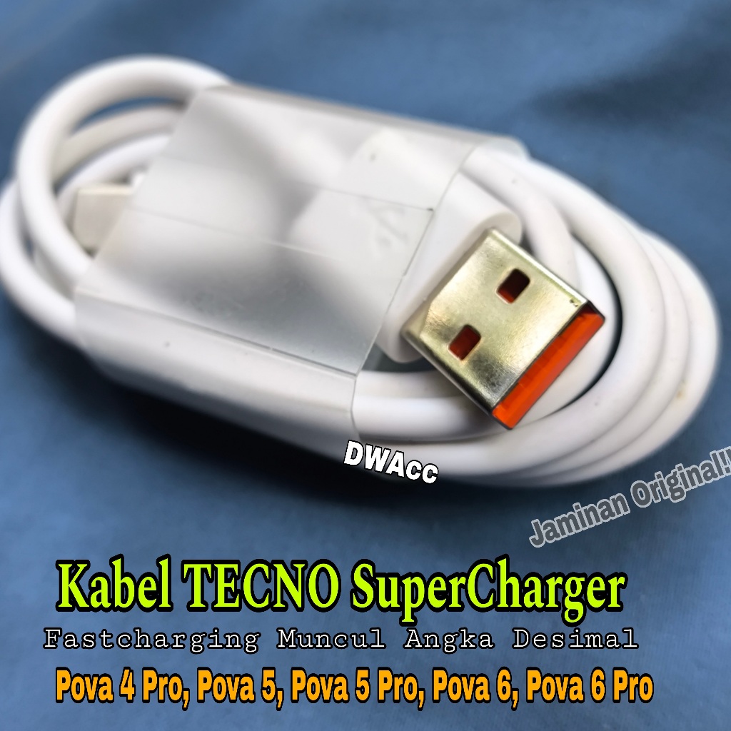 Tecno Pova 6 Pro Charger Cable, Pova 6, Pova 5 Pro, Pova 5, Pova 4 Pro, Camon 20 Pro, Spark 20 ...