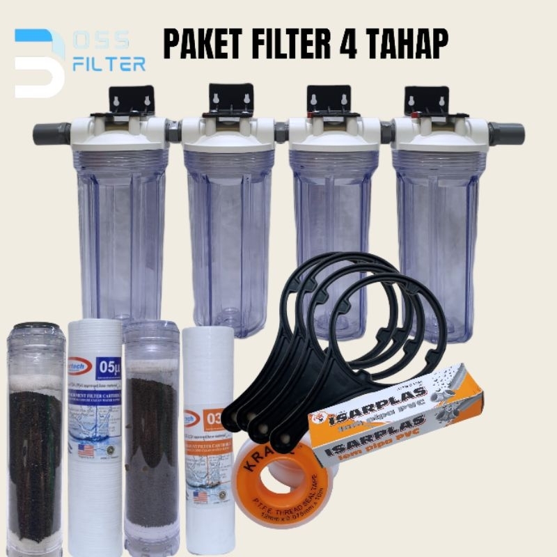 4 STAGE WATER FILTER PACKAGE 10 INCH FILTER (ACTIVE CARBON-SEDIMENT ...