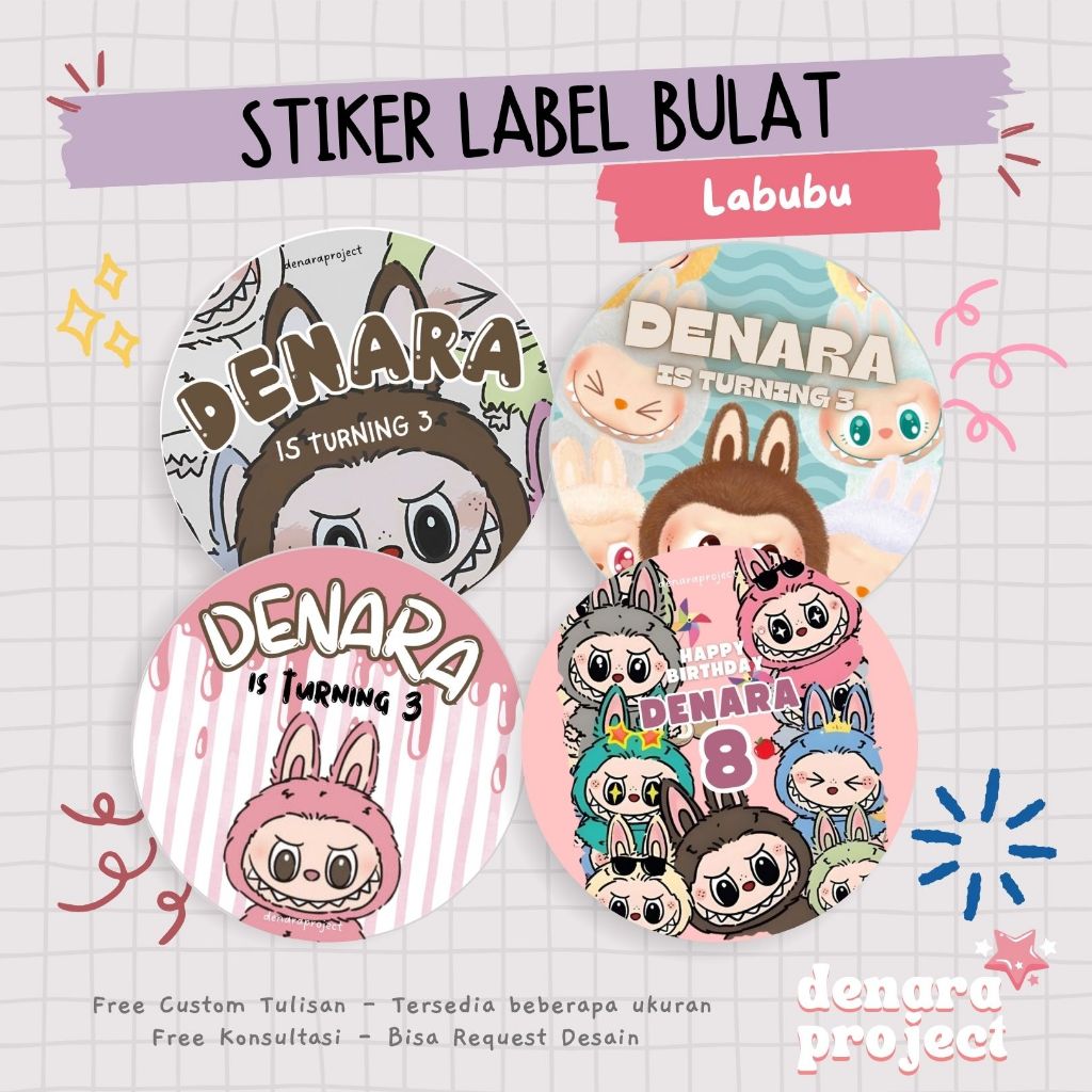 (50 Pcs) Labubu The Monster Birthday Custom Round Bento Hampers ...