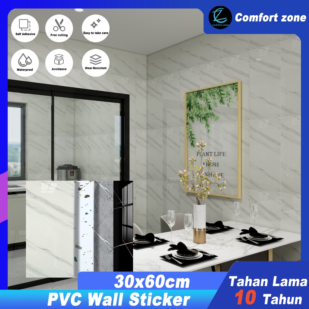 【Comfort Zone】vinyl Marble Wall Wallpaper 30 x 60 cm/ Marbel Cabinet ...