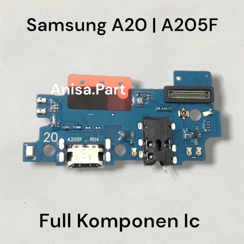 Original Samsung A20 A205F Casing Connector Casing Board Full Components IC Board Charger Casing ...