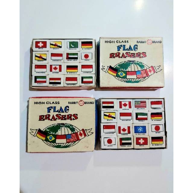 1box=48pcs Old School Pencil Erasers Old School Country Flag Characters ...