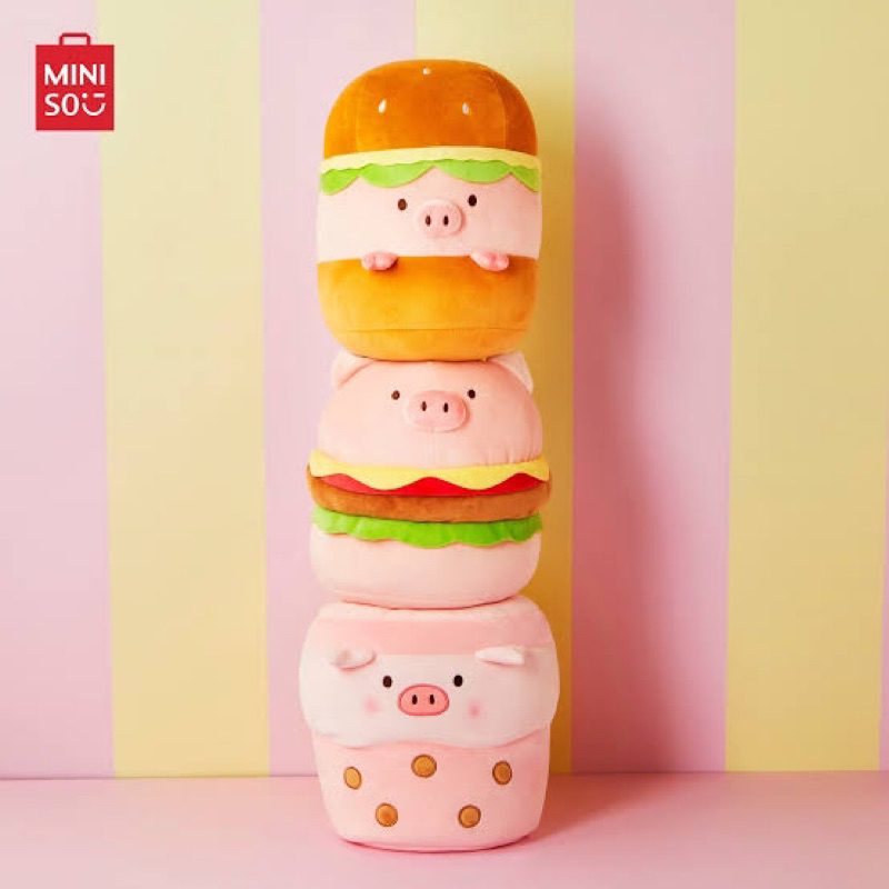 Miniso gigi Plush Toy Food series Burger Milk Tea / Stuffed pig oink ...