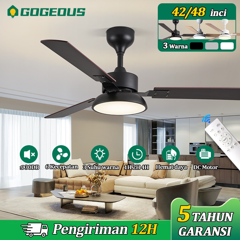 KAYU 42/48 Inch Wooden Ceiling Fan Light Nordic Industrial Ceiling Fan ...