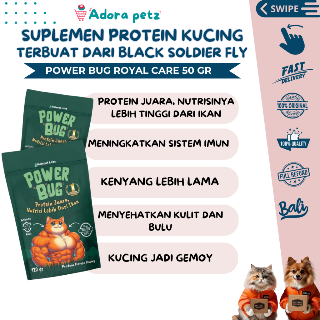 Power Bug Royal Care 50 Gr High Protein Cat Vitamin Made from Black ...