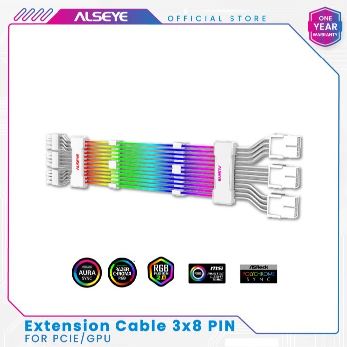 Alseye Extension Cable ARGB PCIE VGA Card 3x8 PIN ARGB | Shopee Malaysia