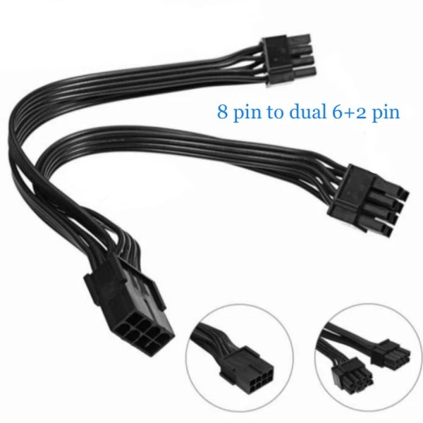 Pcie Splitter Cable 8 Pin To Dual 6+2 Pin PCIe | Shopee Malaysia