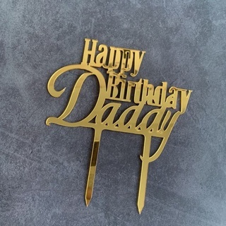 Cake topper HAPPY BIRTHDAY DAD gold father papa daddy BIRTHDAY ...