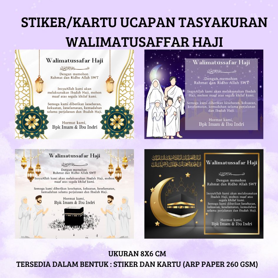 Stickers/challenging Cards Walimatussafar Haji/Umroh for Rice Boxes ...