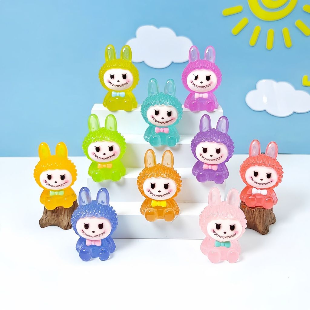 Mini Glow in the Dark Display LABUBU Viral Blind Box/ Resin Clay Glow in the Dark LABUBU DIY ...