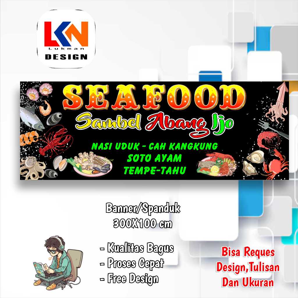 Custom Pecel lele Seafood Banner model b | Shopee Malaysia