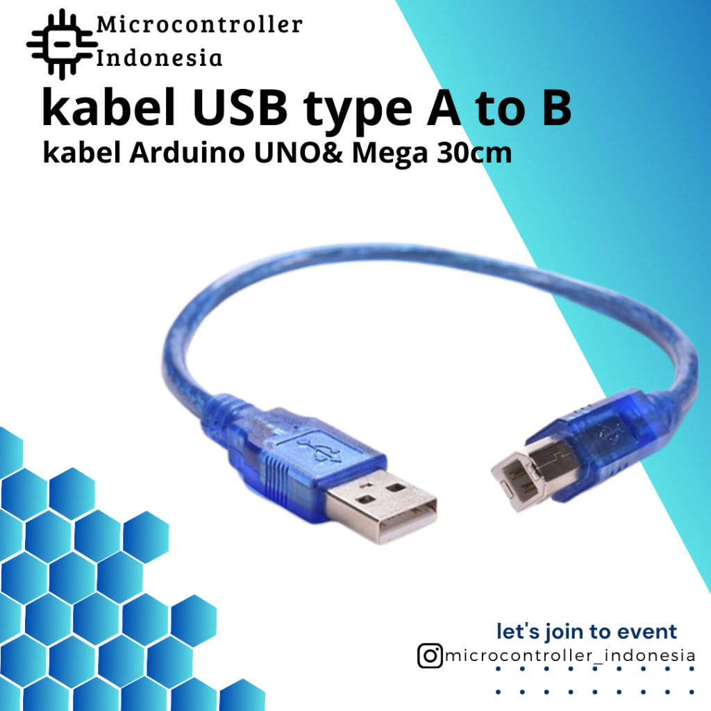 Usb Type A To Usb Type B Cable Arduino Uno Mega Cable 30cm Shopee