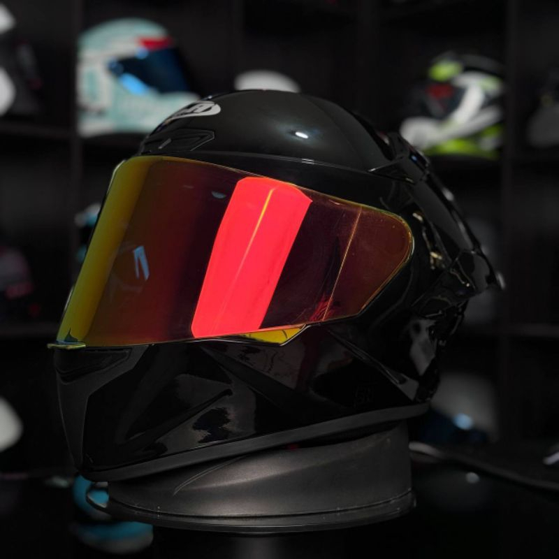 HITAM Full Face helmet | Mla CRYPTON BLACK DOF RED GOLD GLASS | Adult ...