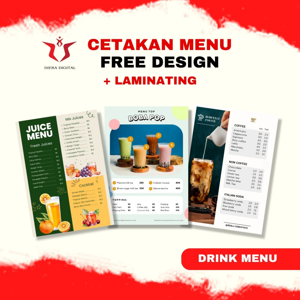 Print MENU FOOD AND DRINK DAFTAR | Custom DAFTAR MENU A4 - digital vol ...