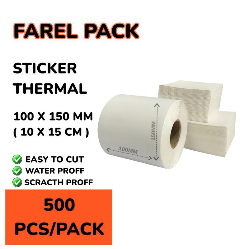 Farel PACK Thermal Paper Label Sticker Barcode Fold & Roll 100 X 150mm ...