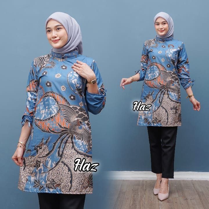 BATIK TUNIC TOP FOR WOMEN'S OFFICE LATEST STANDARD SIZE JUMBO SIDE ...