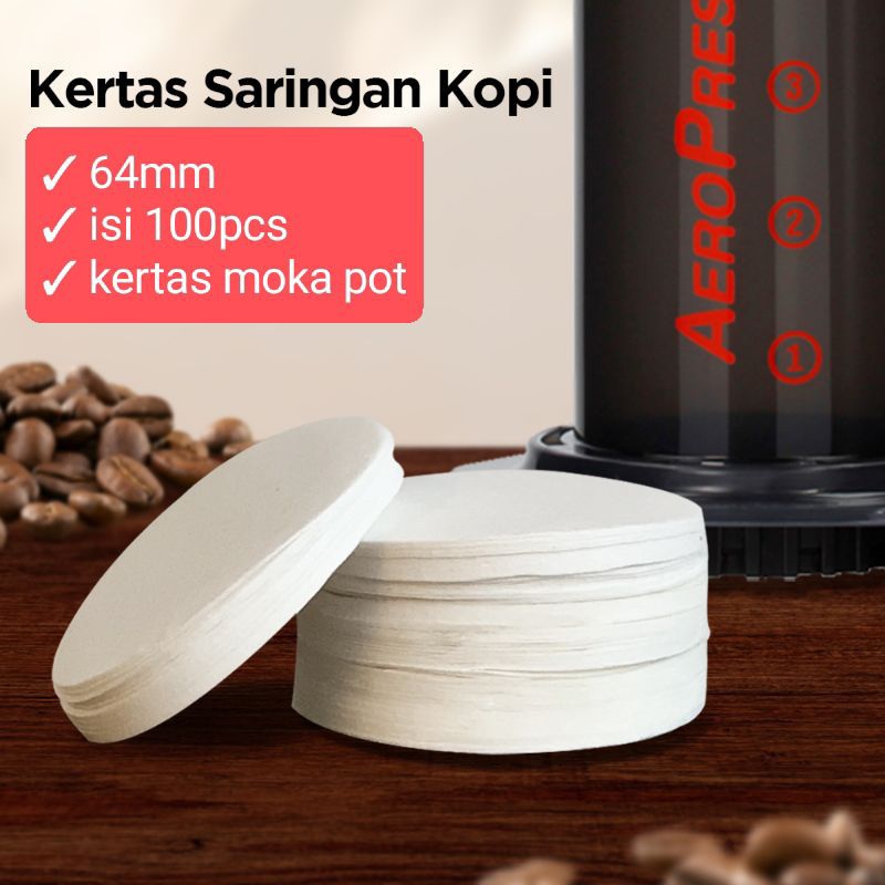 [100pcs] AEROPRESS 64mm Coffee Maker Paper Coffee Filter Paper Moka Pot ...