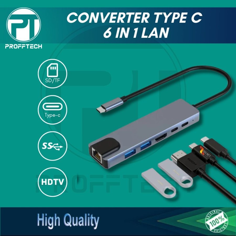 Converter USB Type C USB 3.0 6 In 1 Lan Converter Lan Type C USB 3.0 (6 ...