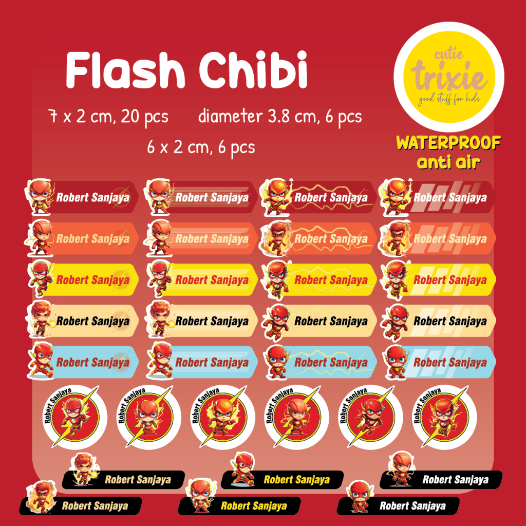 Waterproof Flash chibi long name children's name label Sticker | Shopee ...