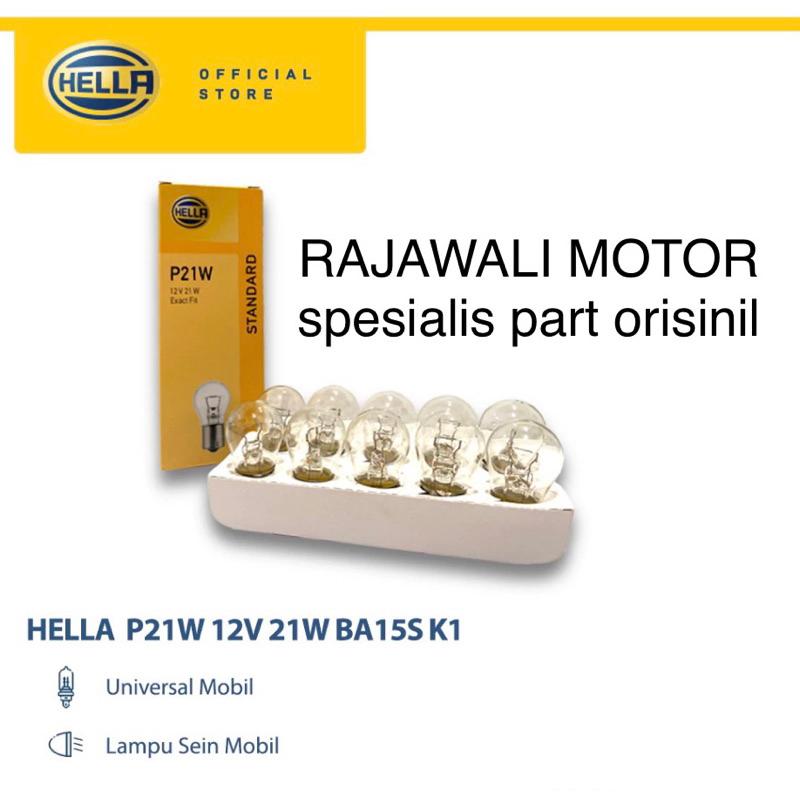 Large HEAD LAMP DOP BULB P21W 12V 21W BA15s ORIGINAL HELLA - 1 LEG ...