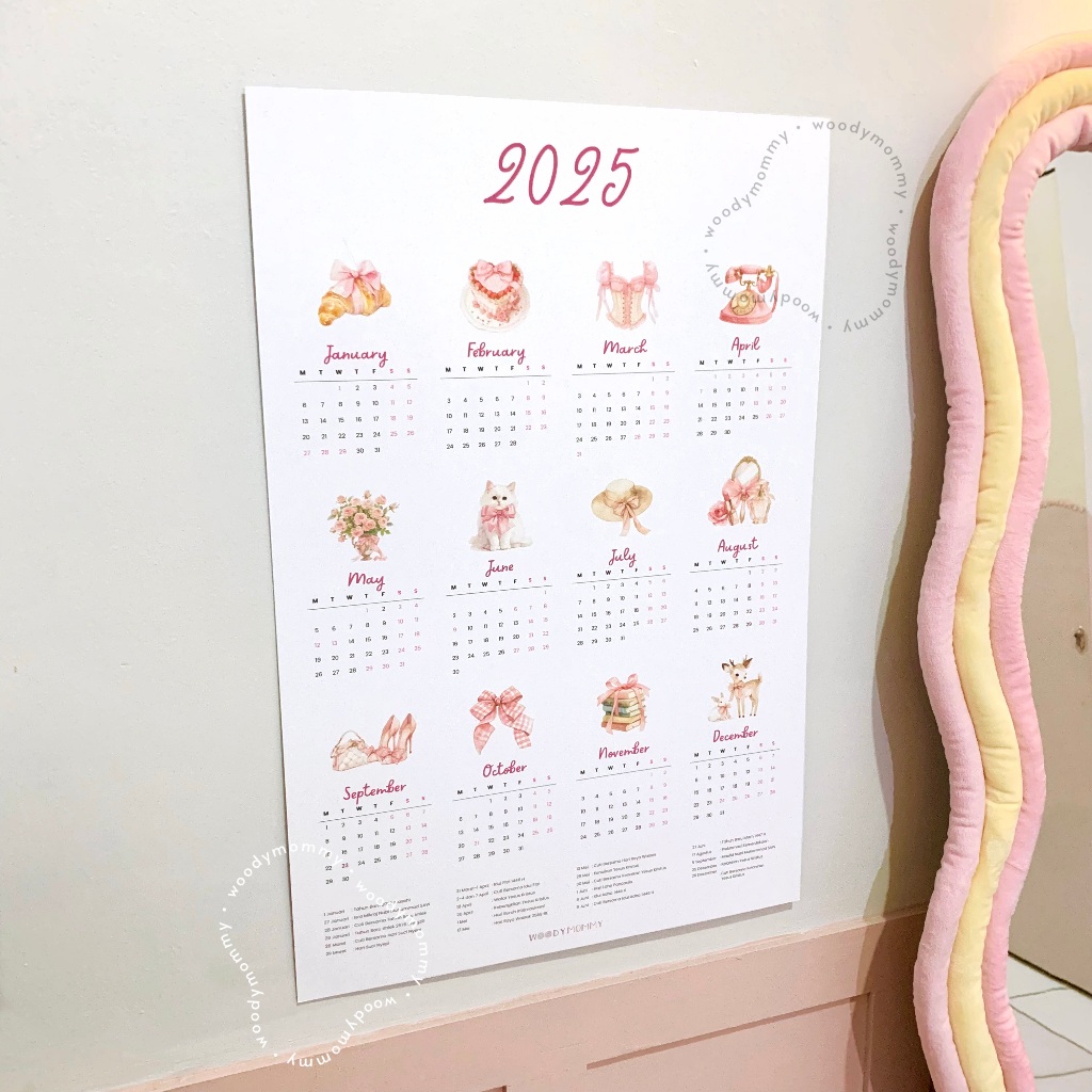 Coquette Calendar 2025 - Calendar 2025 Pink Aesthetic | Shopee Malaysia
