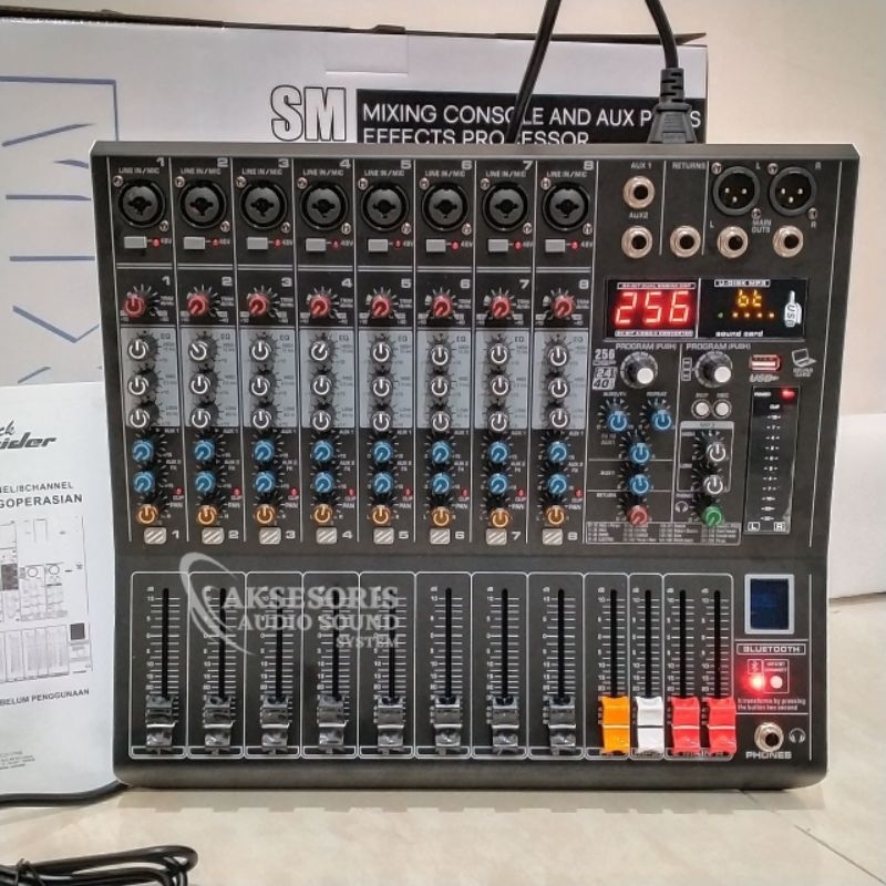 Mixer Black spider SM 8 Chanel Digital Effects Reverb 256Dsp USB ...