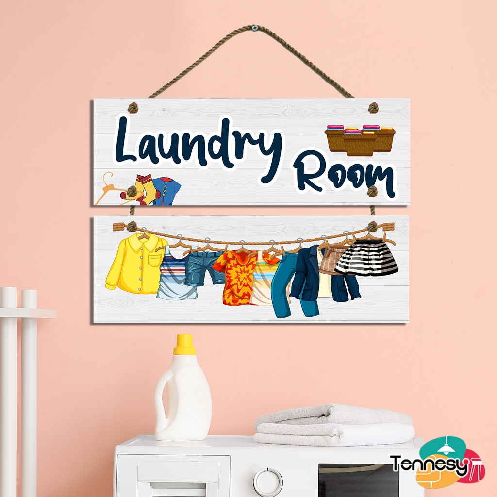 HIASAN DINDING Tennesy Laundry Hanging Wall Decoration 2 Layers 30x10CM ...