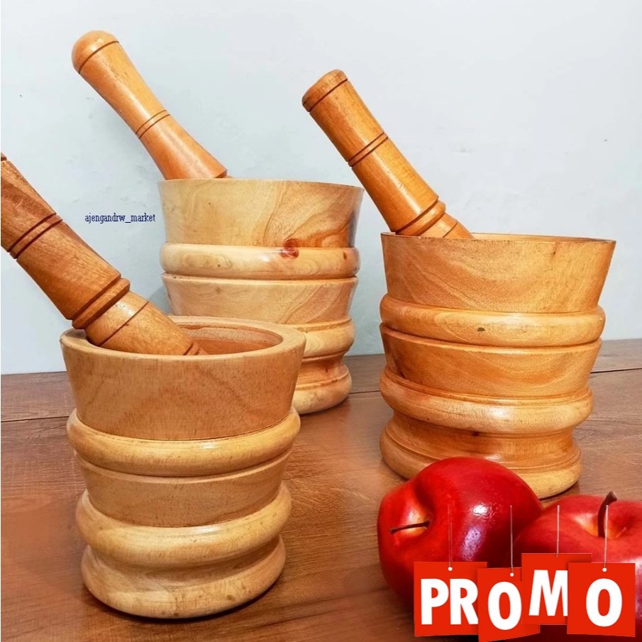 KAYU [Free Pestle] Neat Fine Wood Mortar - Safe Packing Spice/Sambal ...
